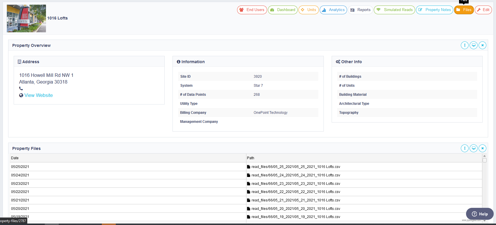 Property Page - Property Files – Pathway Reads and Data Analysis